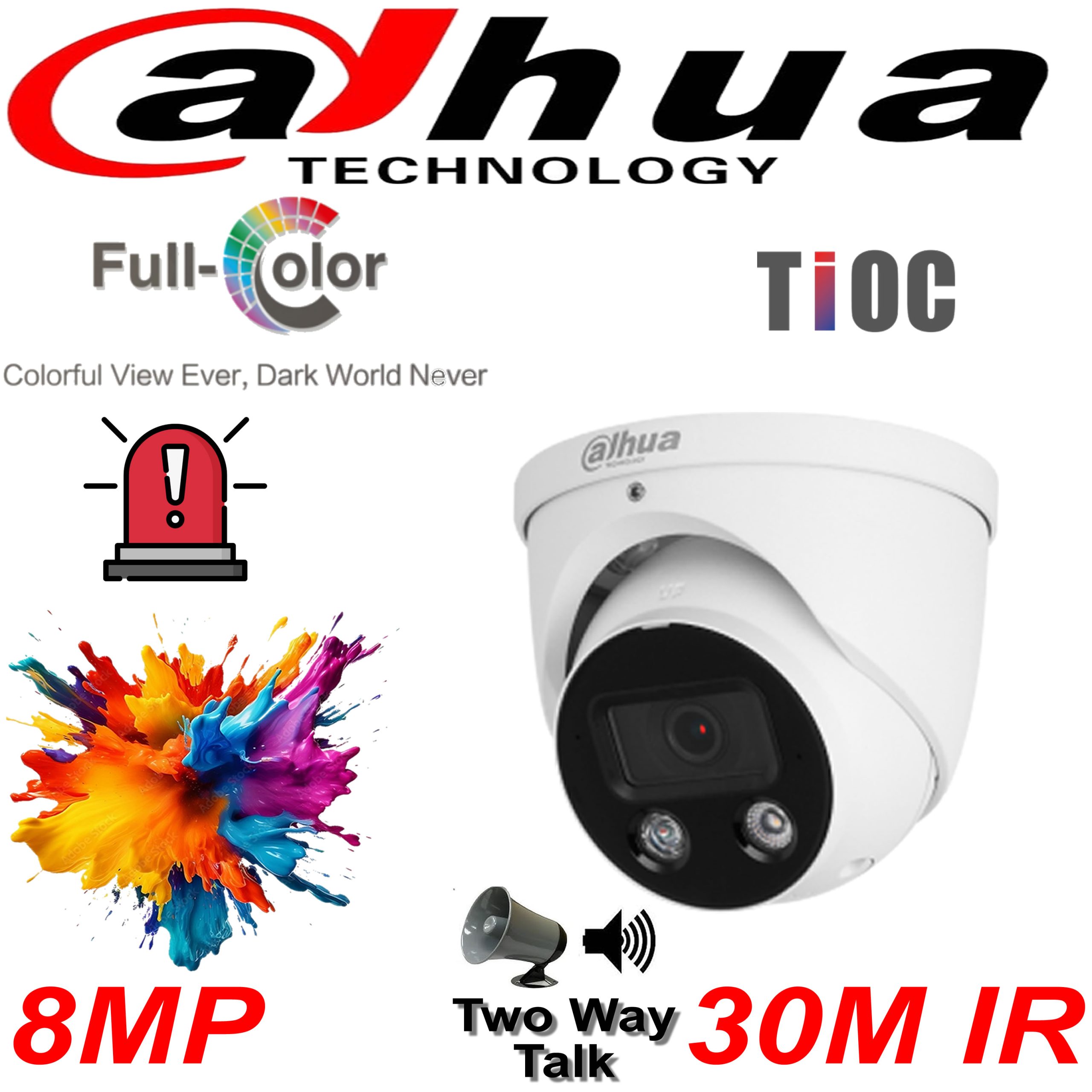 Dahua IPC-HDW3849H-AS-PV-S4 8MP Two Way Audio TioC WizSense Dual-Light ...