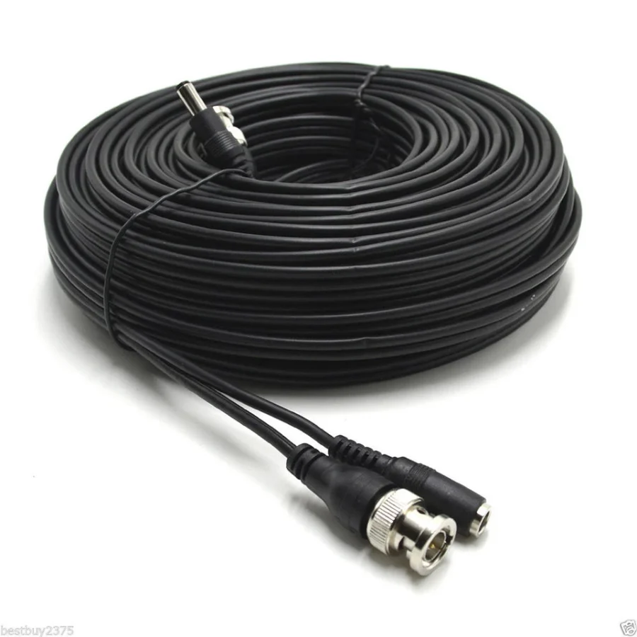 40m BNC Cable CCTV HQ Whit and Power Connectors PRE-MADE- All in one-40 ...
